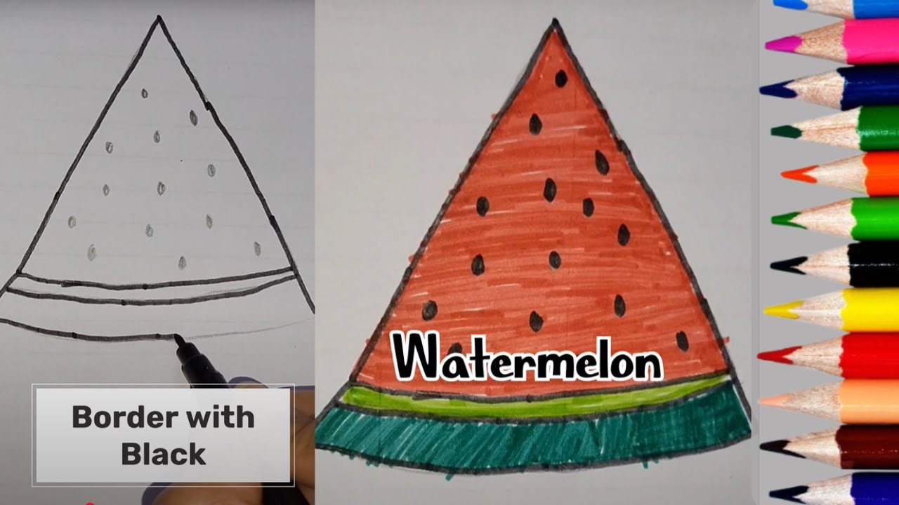 Drawing of fruit🍉🍉 | How to draw Watermelon | Learn Drawing | Drawing ...