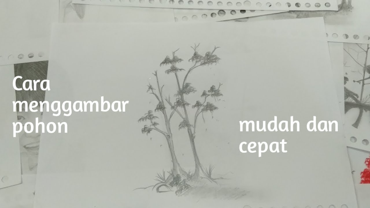 Cara menggambar pohon / How to draw a tree - YouTube