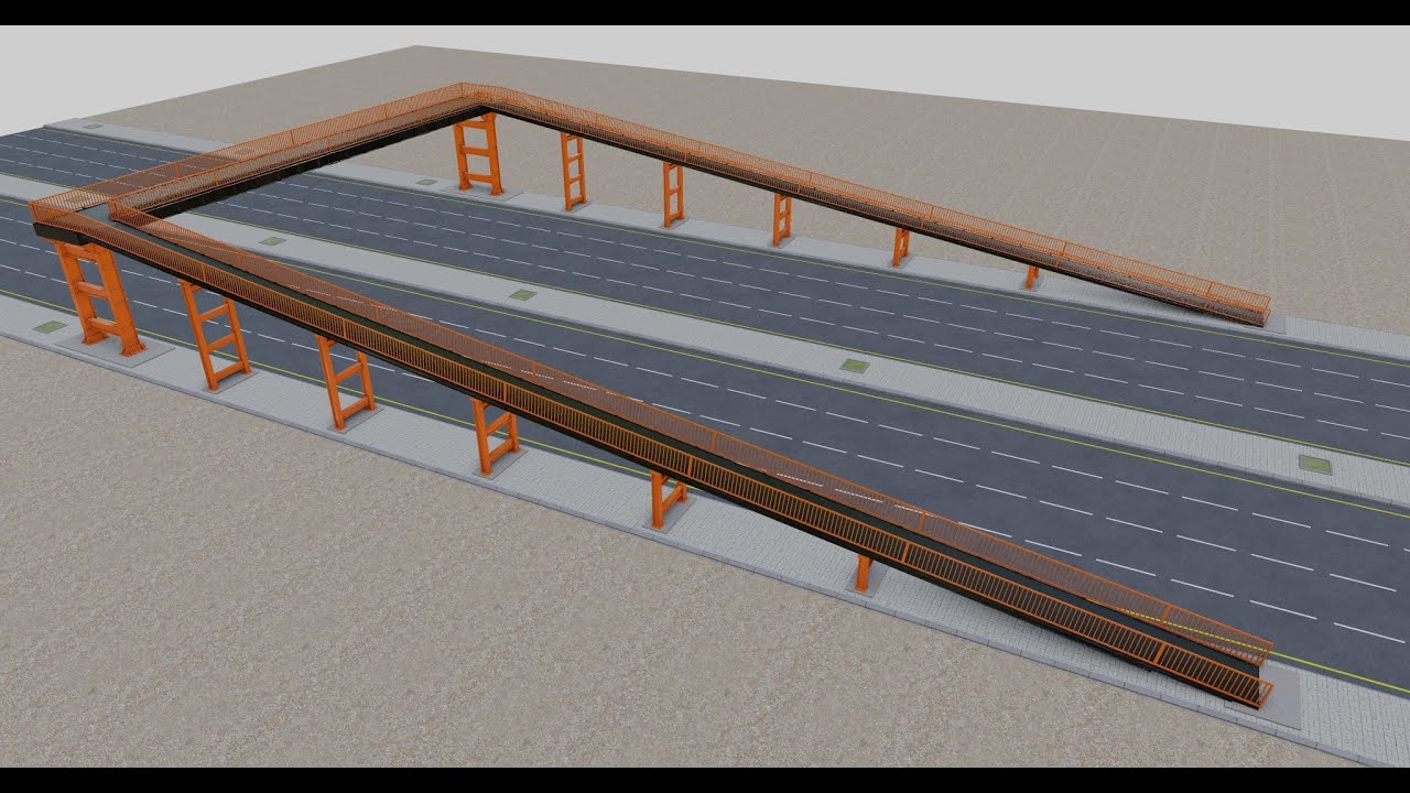 PEDESTRIAN OVERPASS WITH FLAT TYPE RAMP TYPE 31 - YouTube