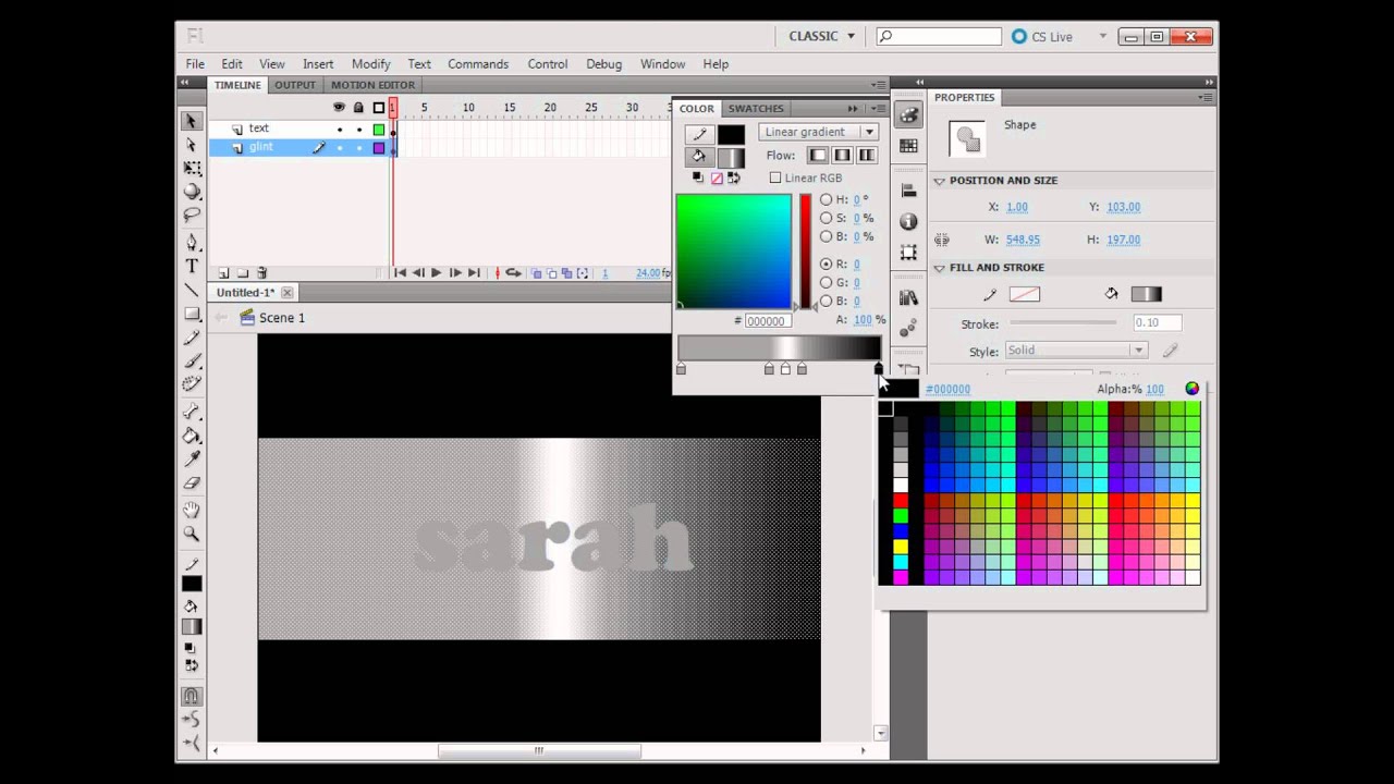 glint effect in flash cs5 - YouTube