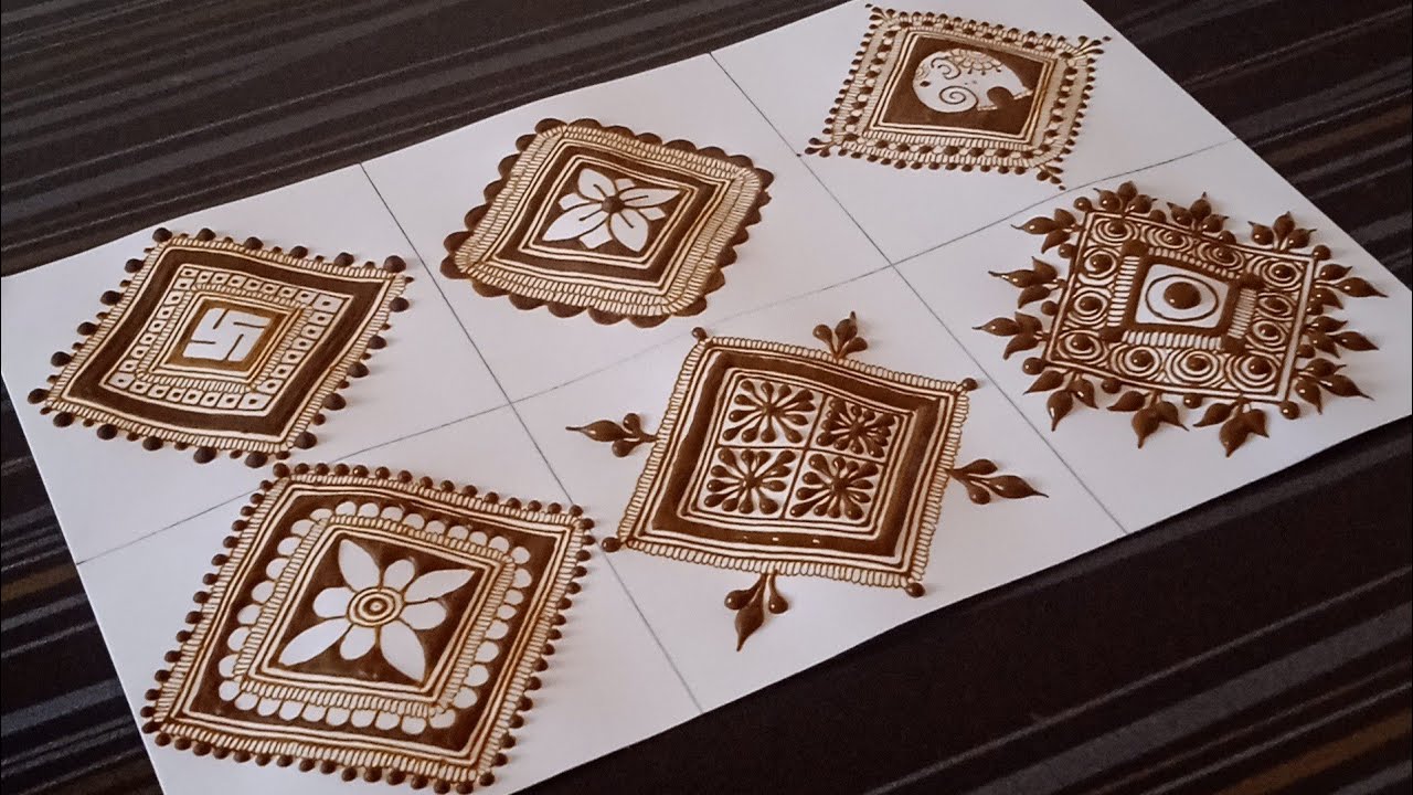 How to: 6 different square mandala design | mandala mehndi design | # ...