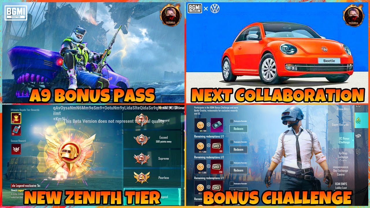 🤩 BGMI x VOLKSWAGEN COLLABORATION | NEW ZENITH TIER | A9 BONUS PASS ...