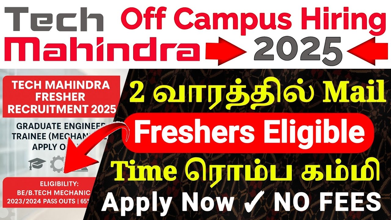 Tech Mahindra Fresher Recruitment 2025 | Latest IT Company Jobs Tamil ...