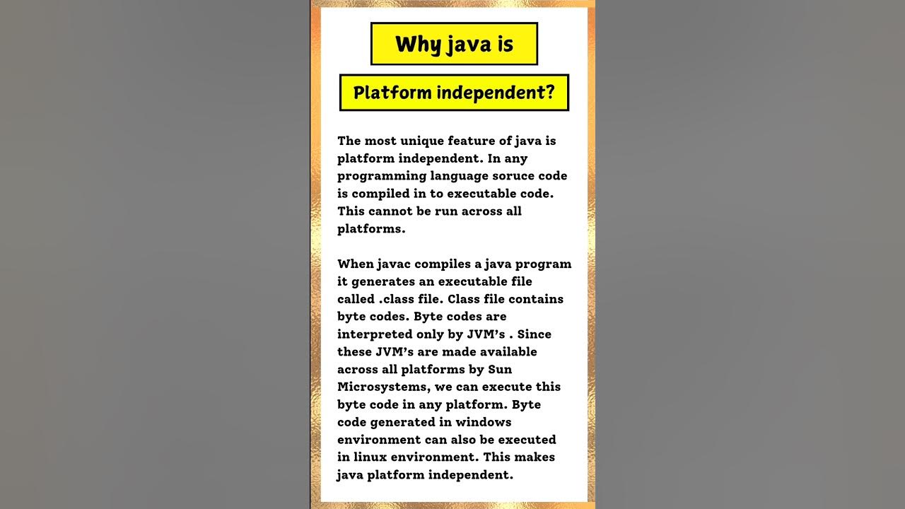 Why Java Is Platform Independent Java Javaprogramming Education