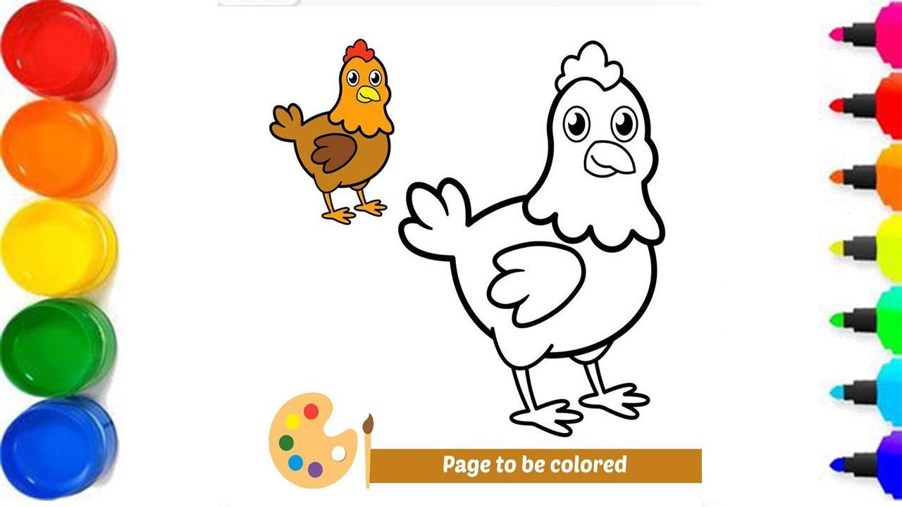 Hen easy way to drawing and coloring for kids and toddlers| Drawing ...