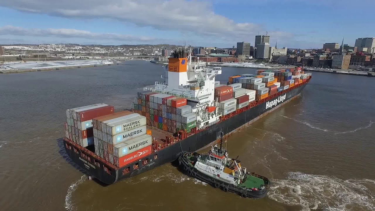 Bird's Eye View! Container Ship GLASGOW EXPRESS Departing Saint John ...