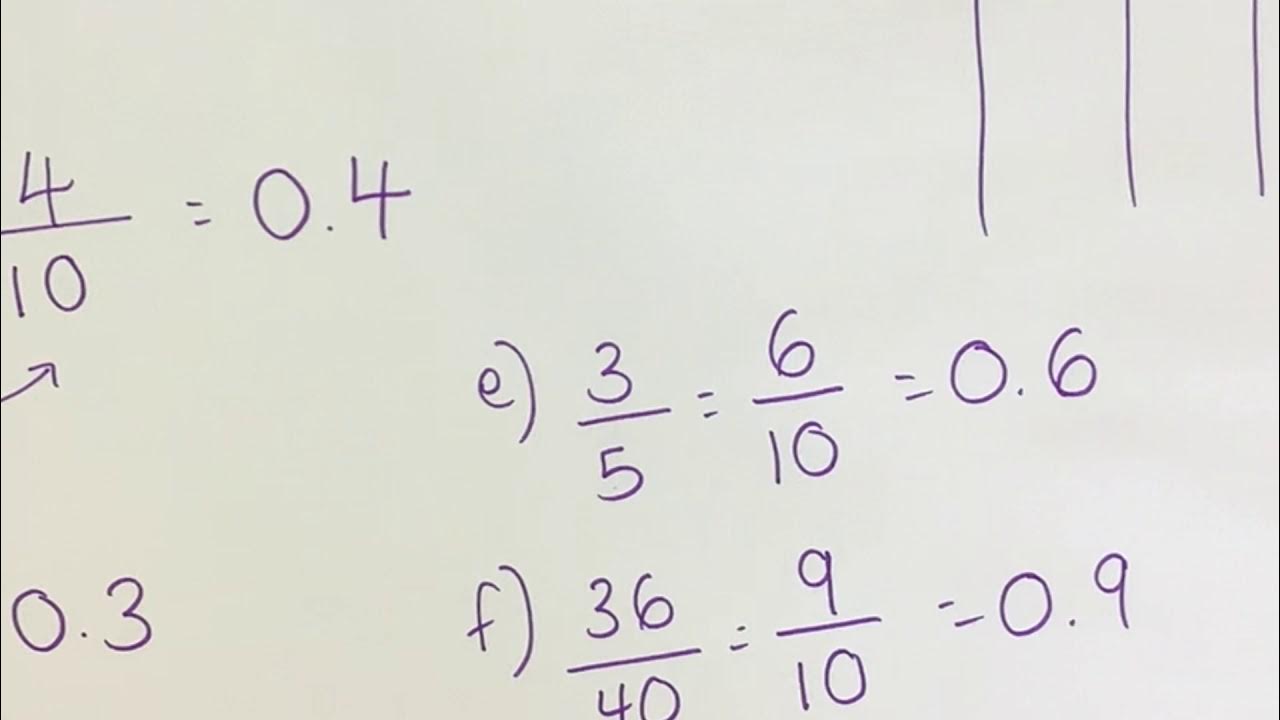4B - Unit 9 Decimals (1) - Practice 8: Fractions & decimals - Input (1 ...