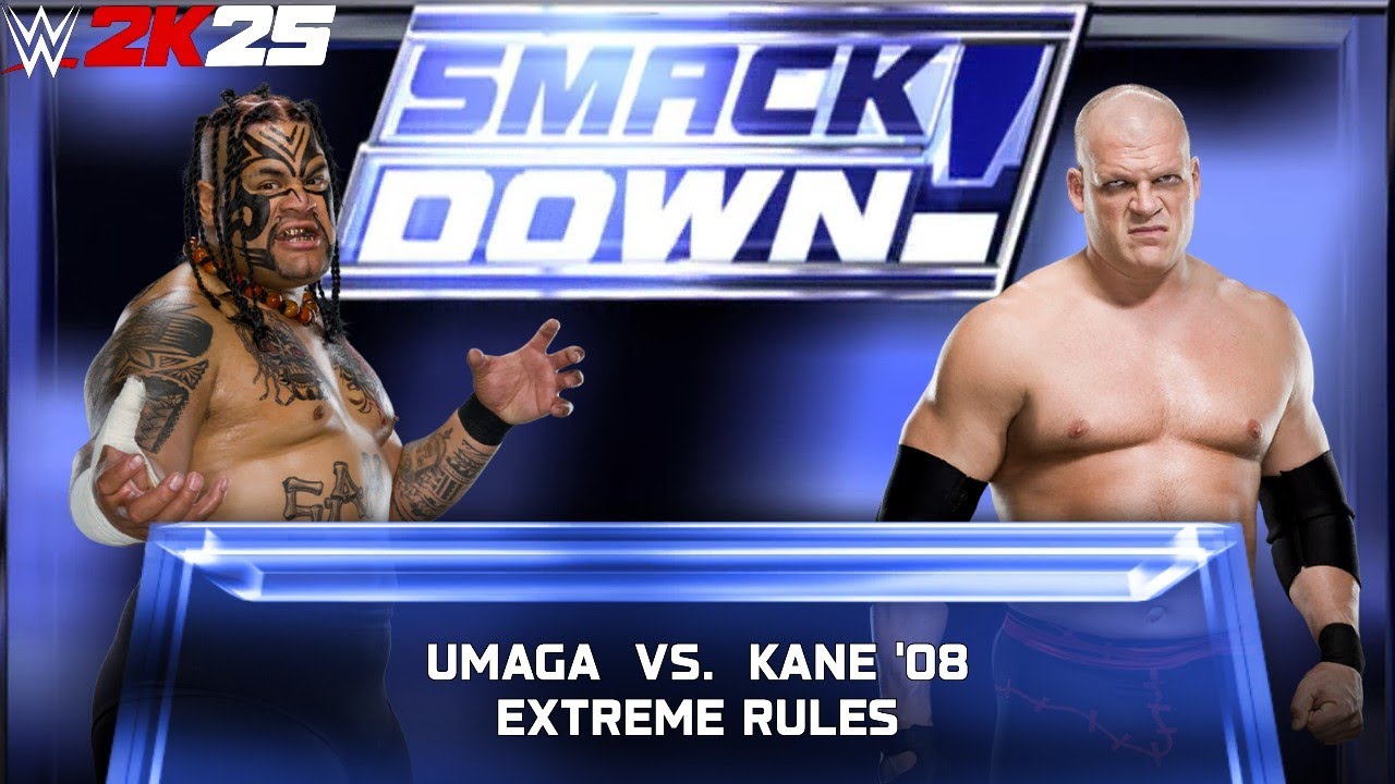 WWE 2k25 - Umaga vs Kane '08: Extreme Rules Match at Smackdown - YouTube