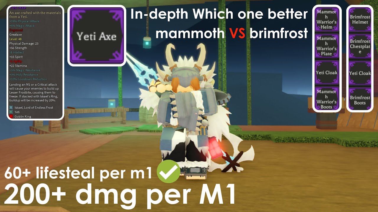 200+ M1 (Yeti axe) Full build with Brimfrost set | Roblox Rune slayer ...