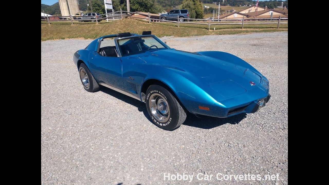 1976 Bright Blue Corvette 4spd Fun Driver Vette - YouTube