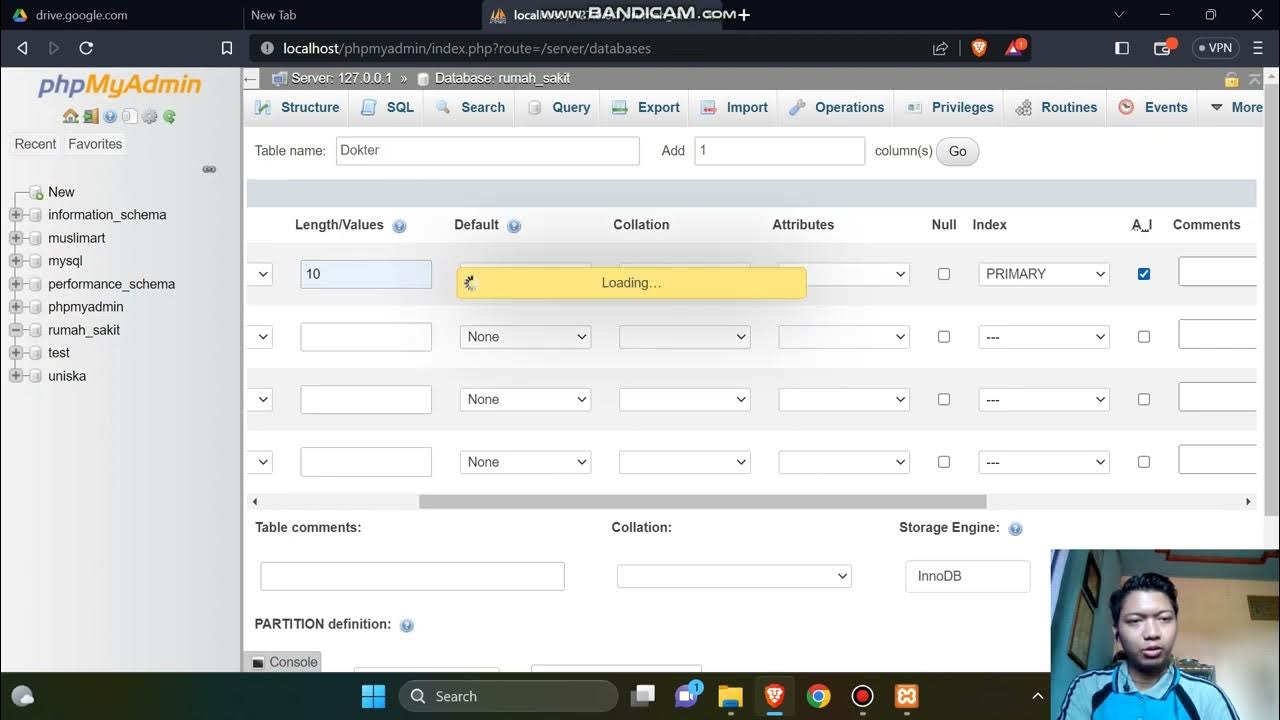 Cara membuat Database serta menginput data nya di PhpMyAdmin - YouTube