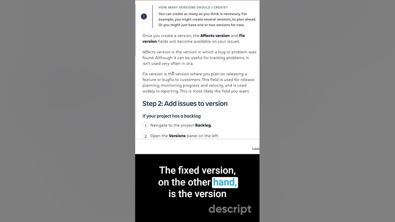 Affects Version vs Fix Versions - YouTube