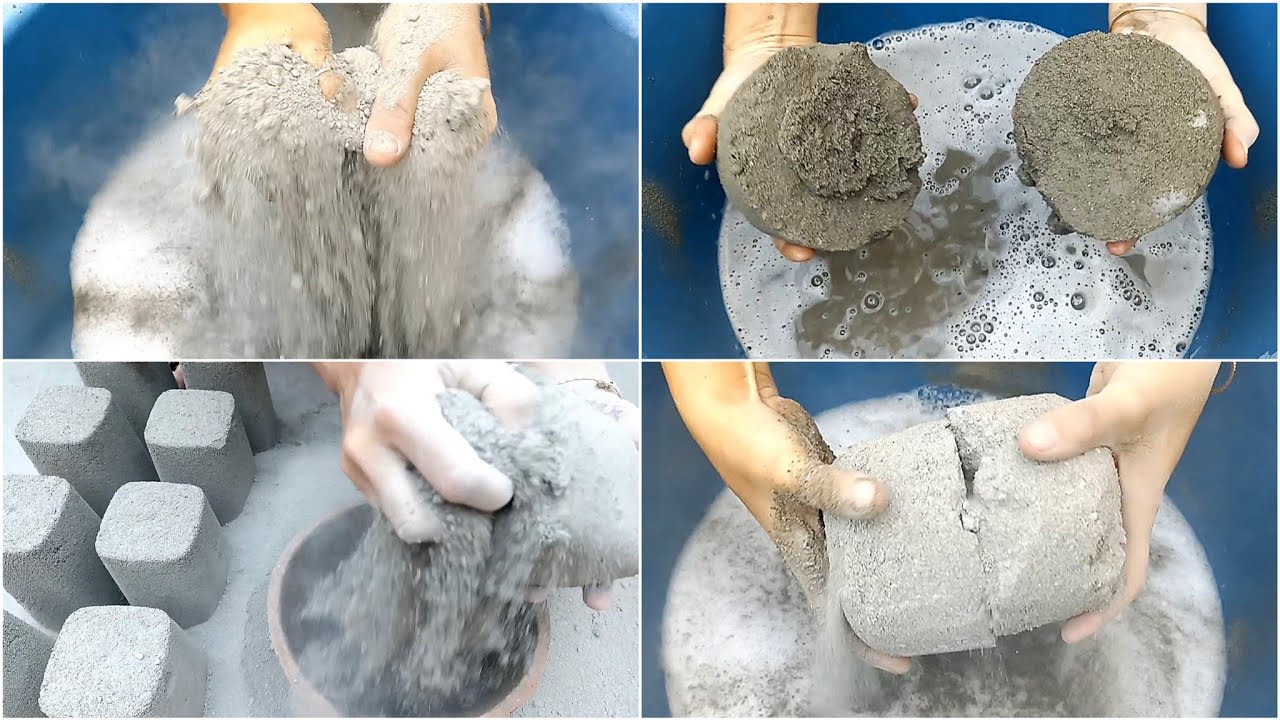 Asmr Smokey Soft Sand Cement Smashing, Pouring & Dry & Wet Crumbling In ...