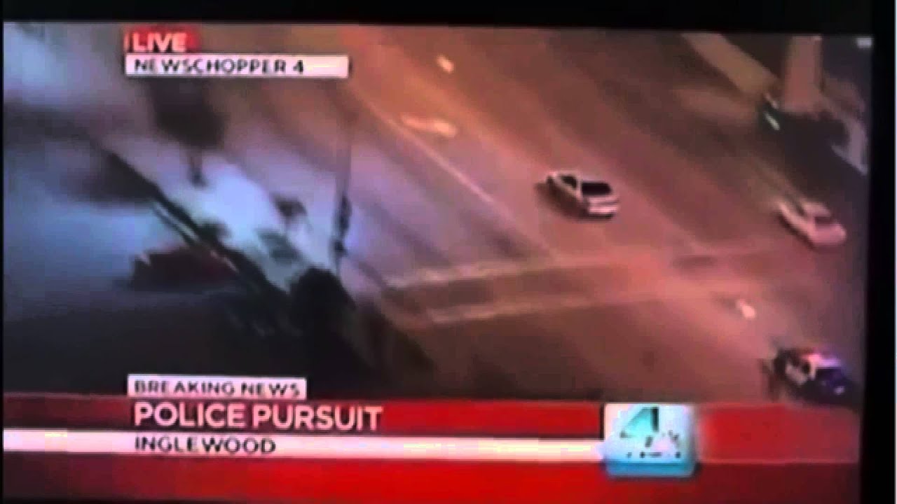 Police chase on the news outside window - YouTube