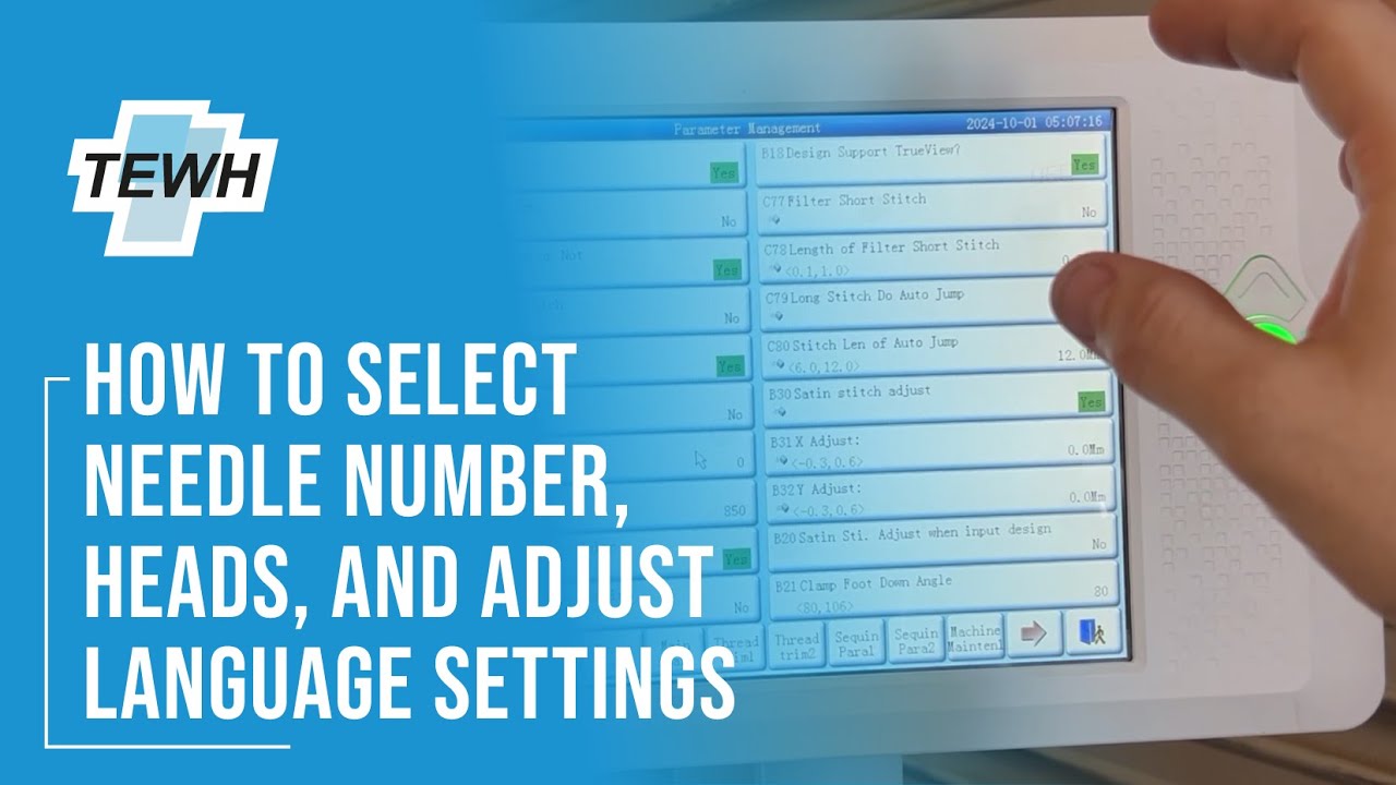 How to Select Needle Number, Heads, and Adjust Language Settings 🌟 ...