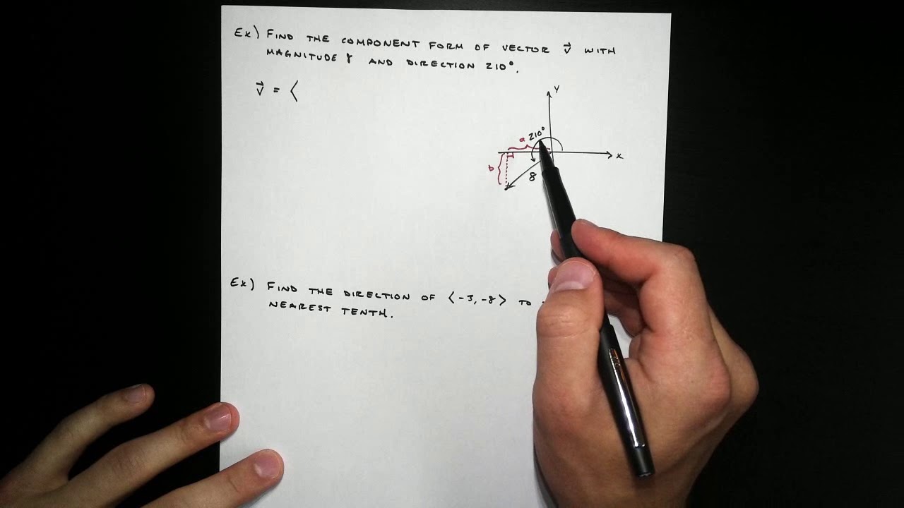 Finding the Component Form and Direction of Vectors - PreCalculus - YouTube