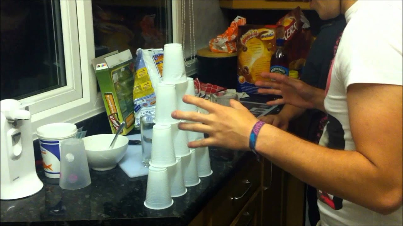 Cup stacking - World record attempt 0.456 SECONDS ! - YouTube