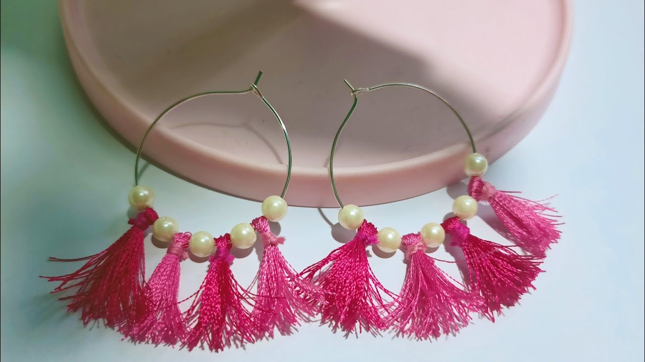 diy easy Earings/ thread hoop earrings - YouTube