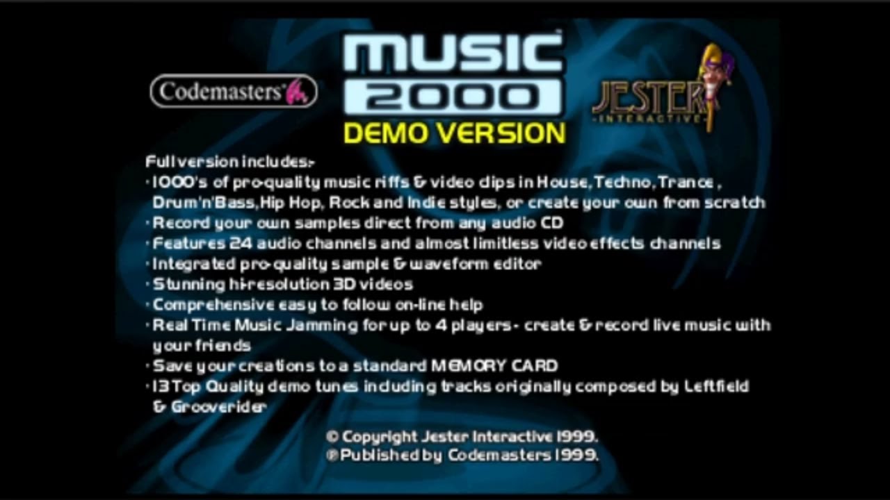 Music 2000 Demo - Sony PlayStation - Intro & Title Screen - YouTube
