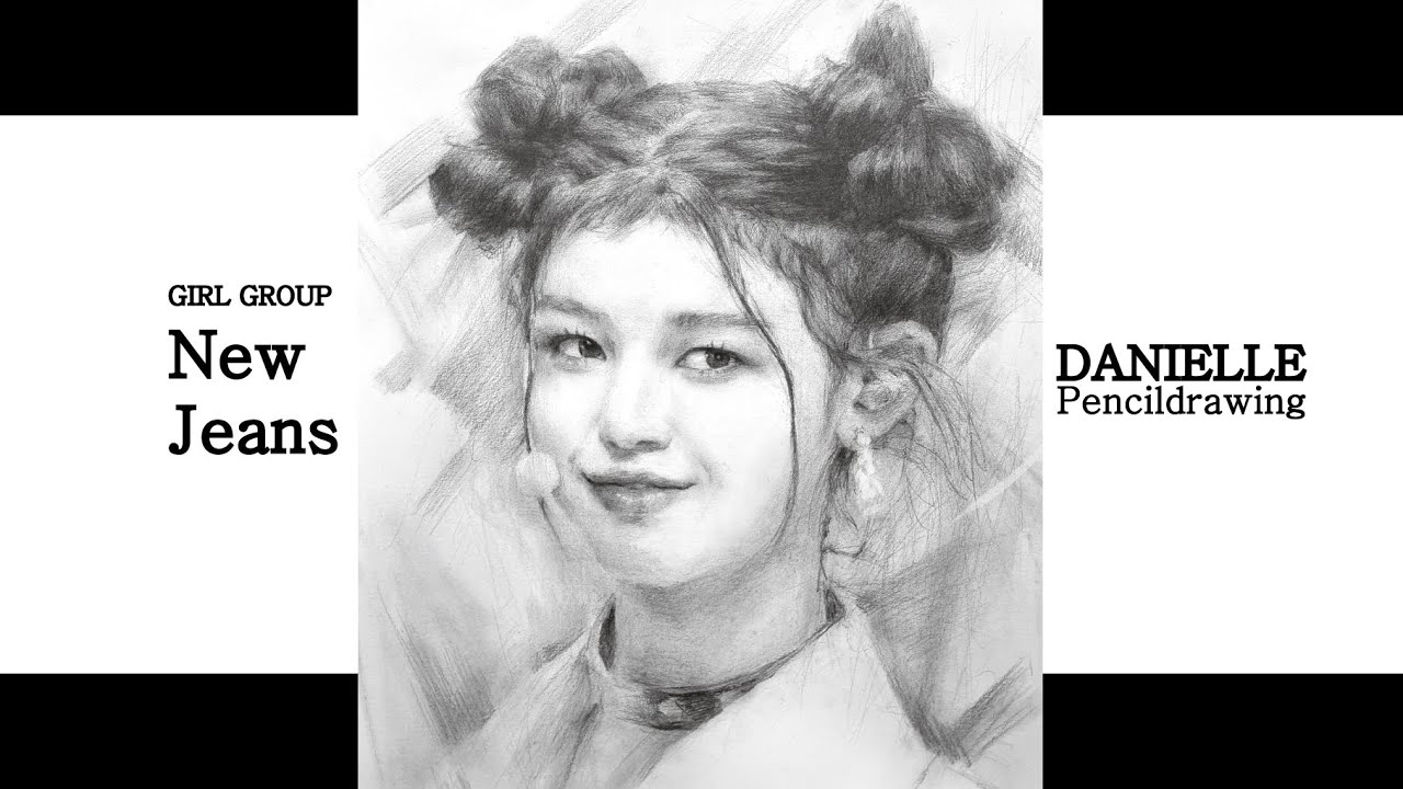 뉴진스 다니엘 인체 인물화 소묘 Danielle - New Jeans member portrait pencil drawing ...
