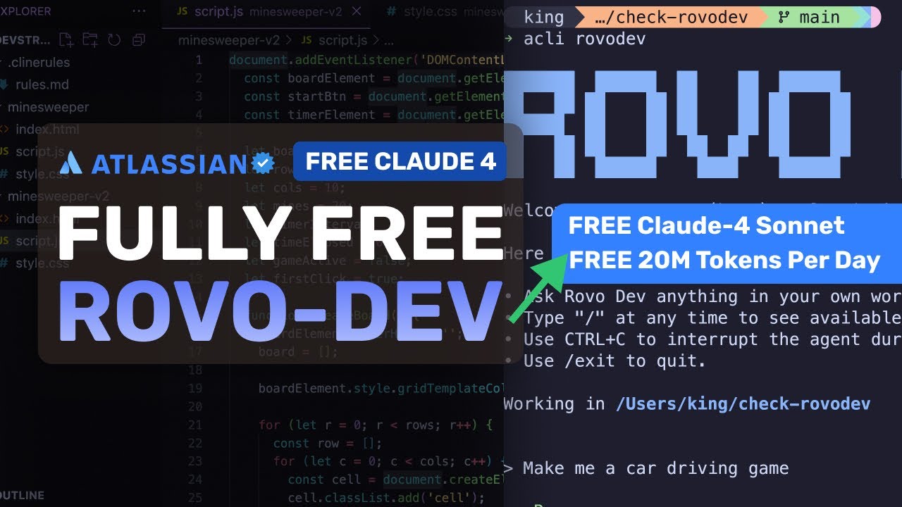 Rovo Dev Agent: This AI Coder has FREE 20M Tokens/Day of Claude 4 Sonnet! - YouTube