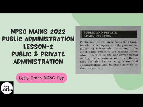 NPSC Mains 2022 | Lesson-2 | Public & Private Administration - YouTube