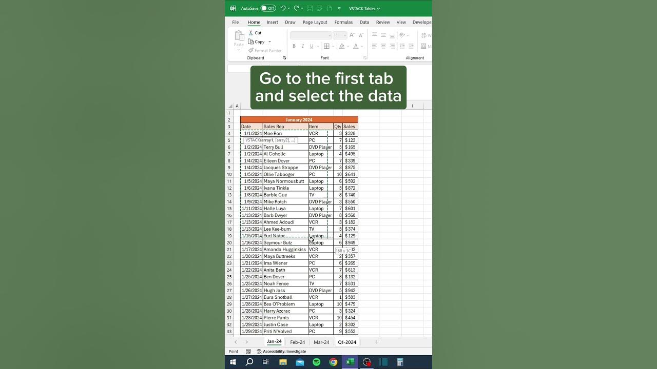 Vstack Tables In Excel‼️ Excel Youtube