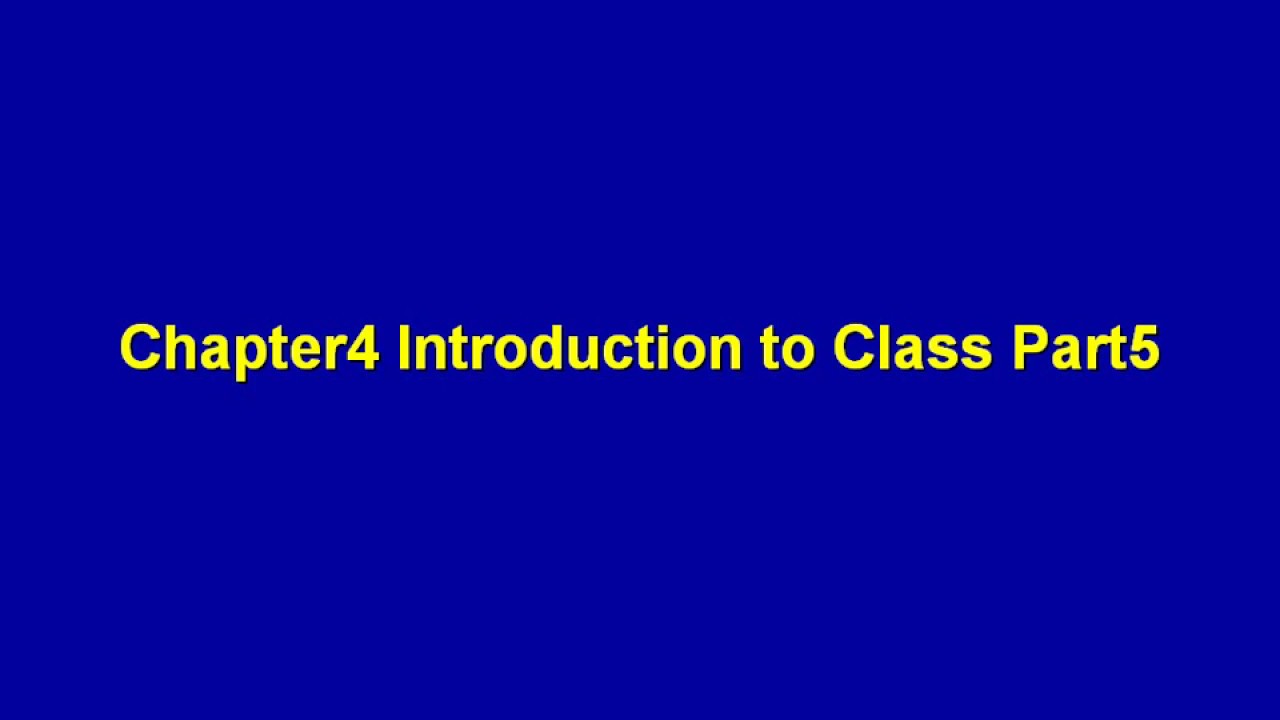 SM5 Chapter4 Introduction to Class Part 5 - YouTube