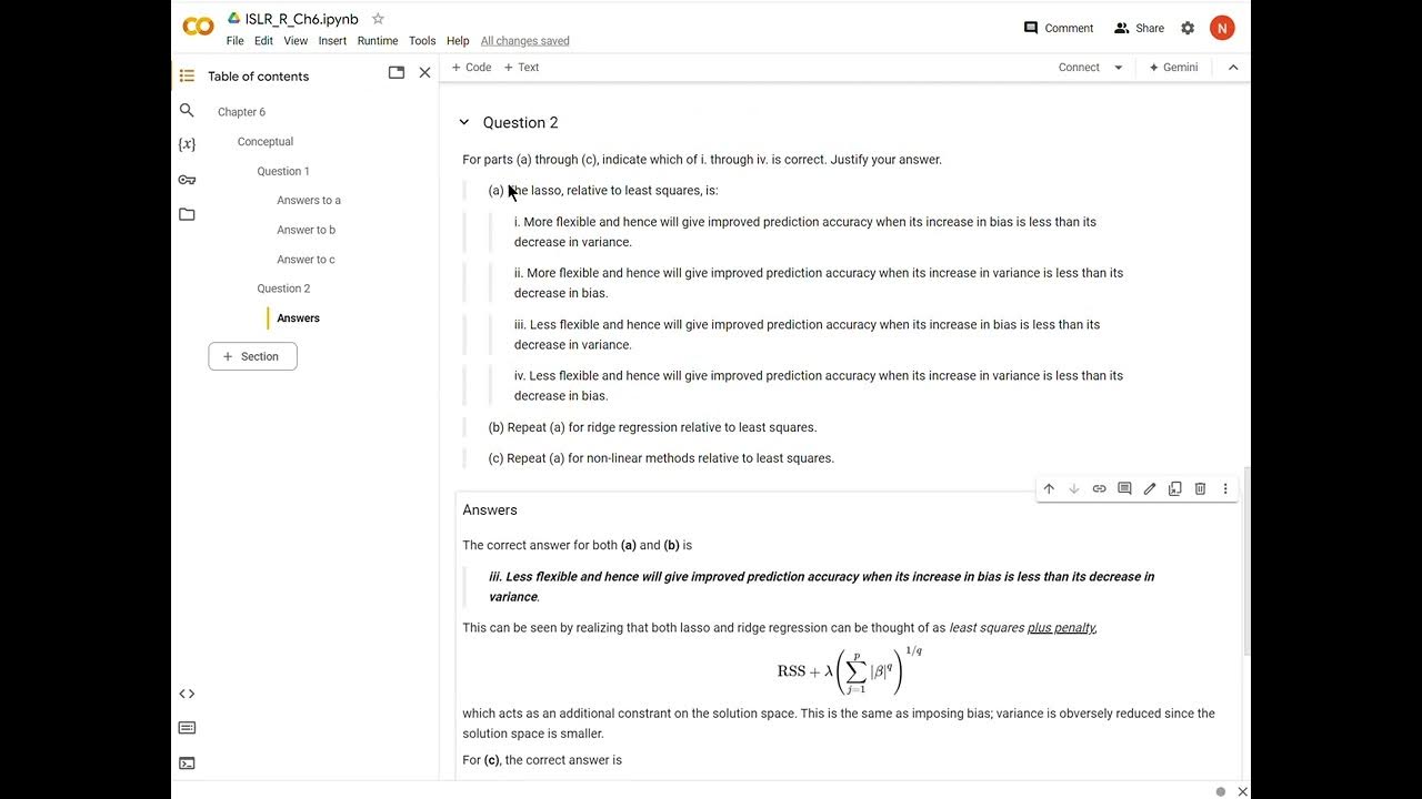 Intro to Statistical Learning (2nd Ed), Solution to Problem 6.2C | Bias ...