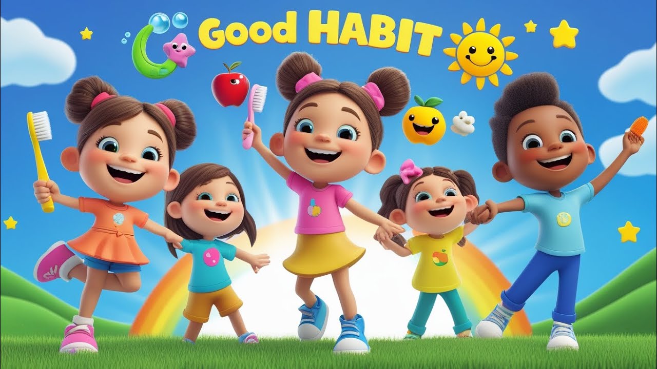 Good Habits Rhymes for Kids | Brush, Bathe, Eat Healthy & Be Kind ...