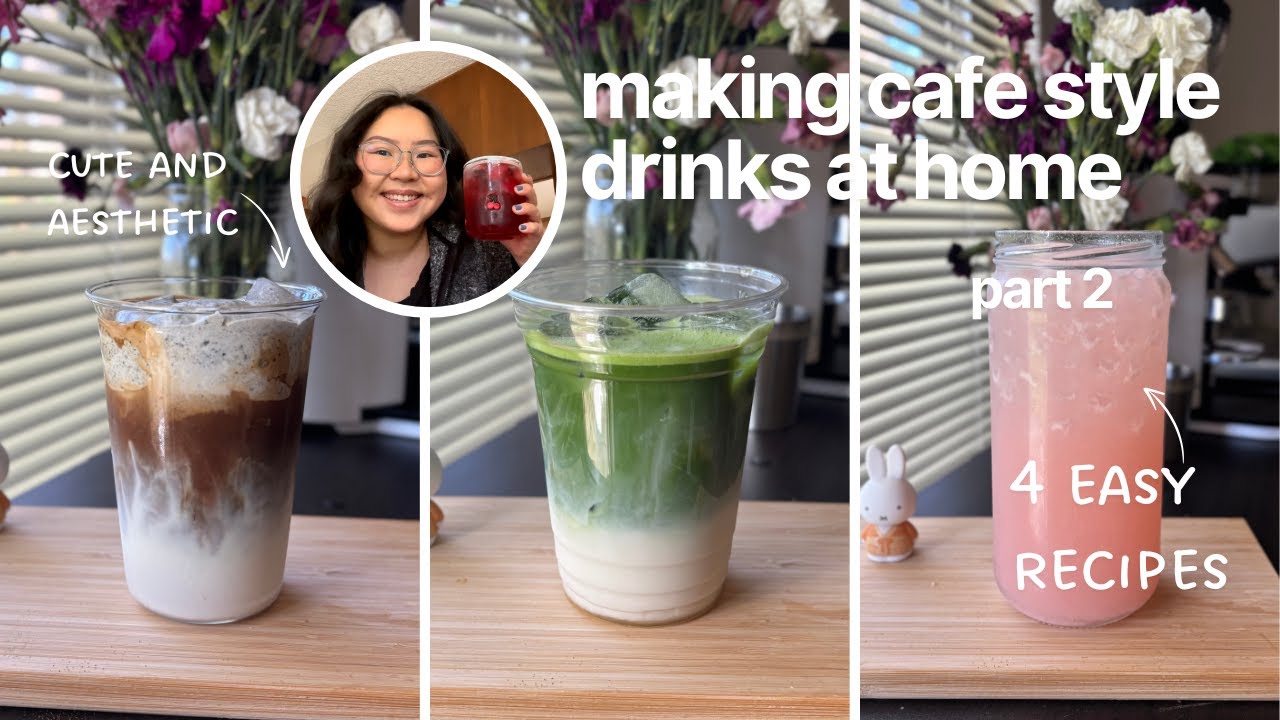 making cafe style drinks at home pt. 2 | 4 easy and cute recipes! - YouTube