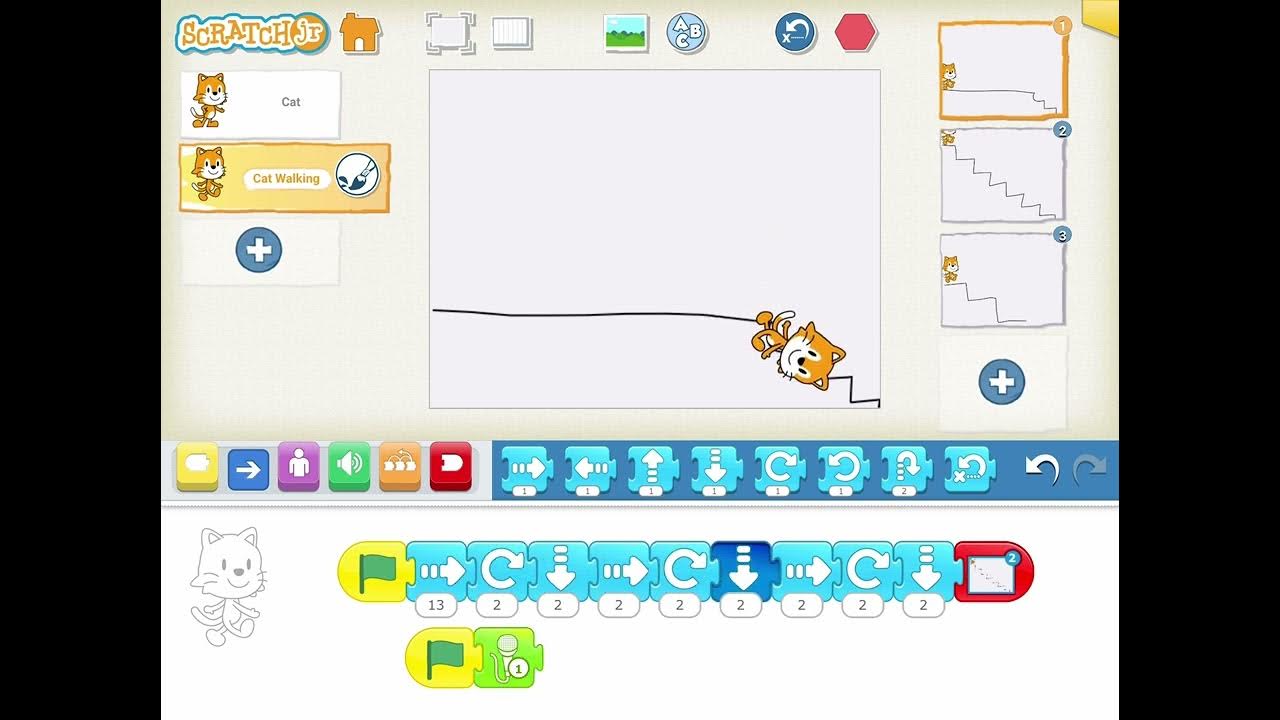Scratch cat jr. falls down the stairs🤕 - YouTube