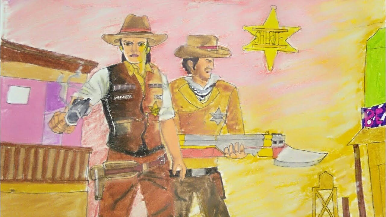 DRAWING OF A SHERIFF. I DRAW SIX GUN'S SHERIFF. GOOD BYE 👋👋👋👋👋👋👋 - YouTube