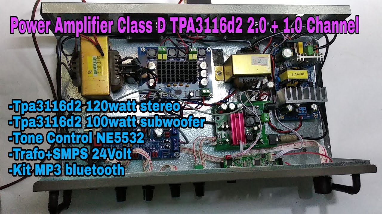Merakit Amplifier Class D Tpa3116d2 Stereo 120watt Plus Subwoofer ...