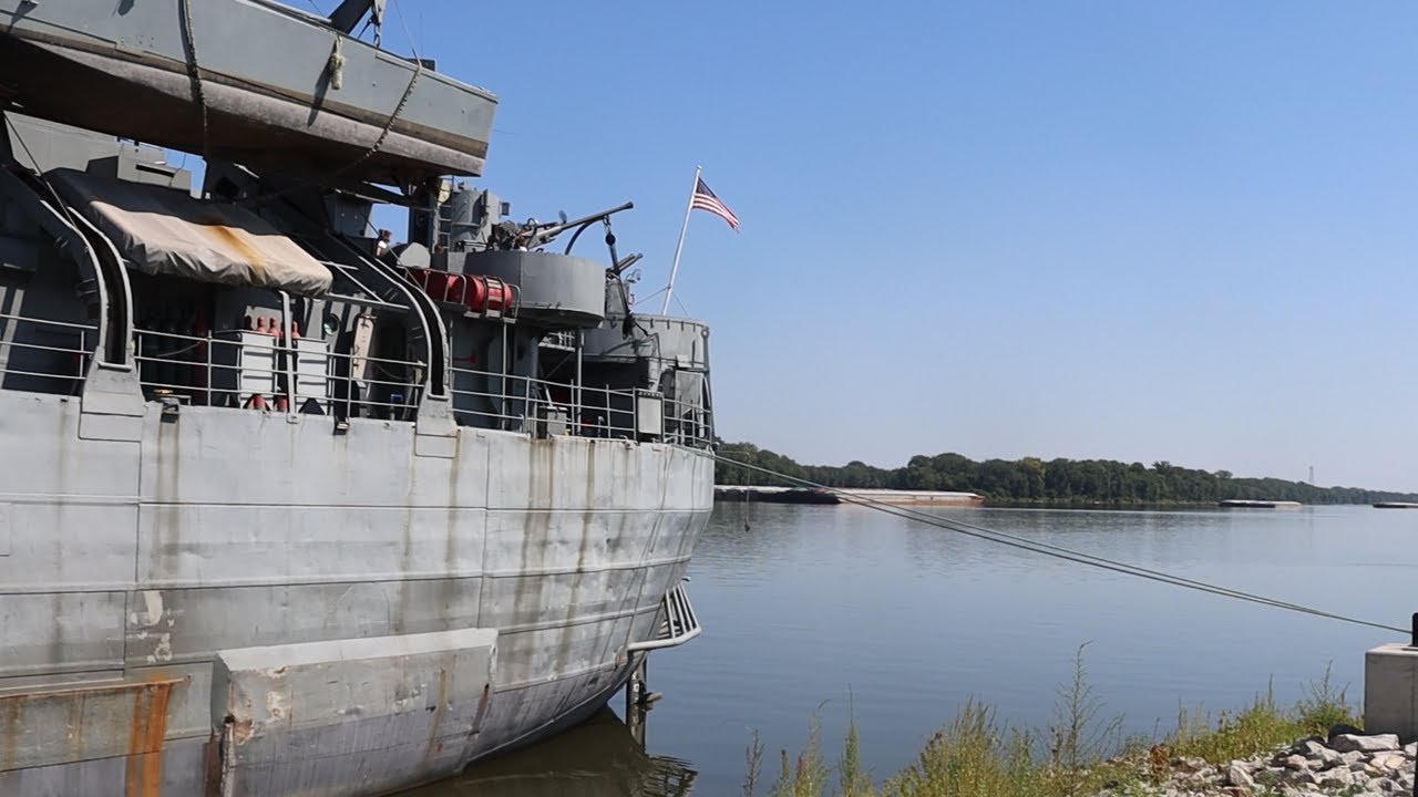 328 ft WORLD WAR II D-DAY Landing Ship Tank on the MISSISSIPPI River ...