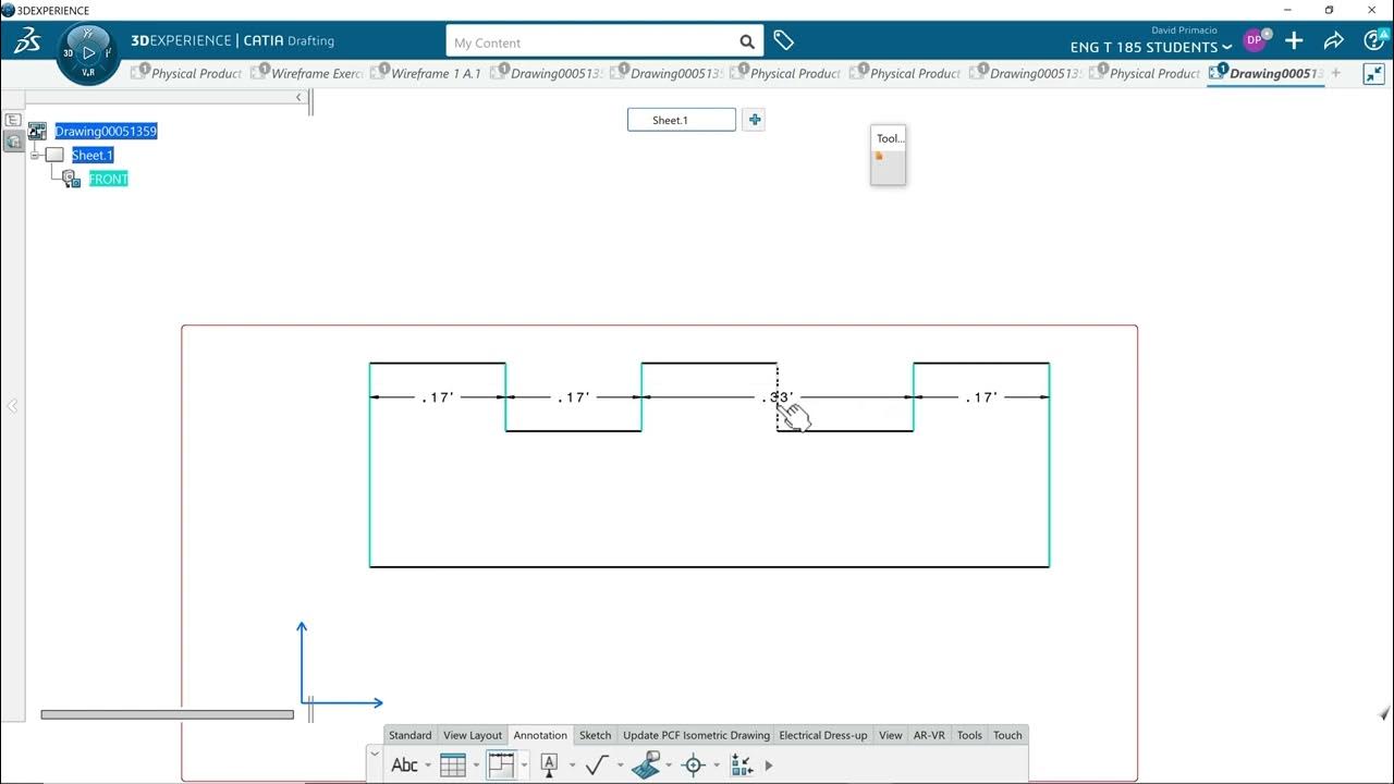 Creating Annotation Dimensions Chain Dimension CATIA 3D EXPERIENCE 14 - YouTube