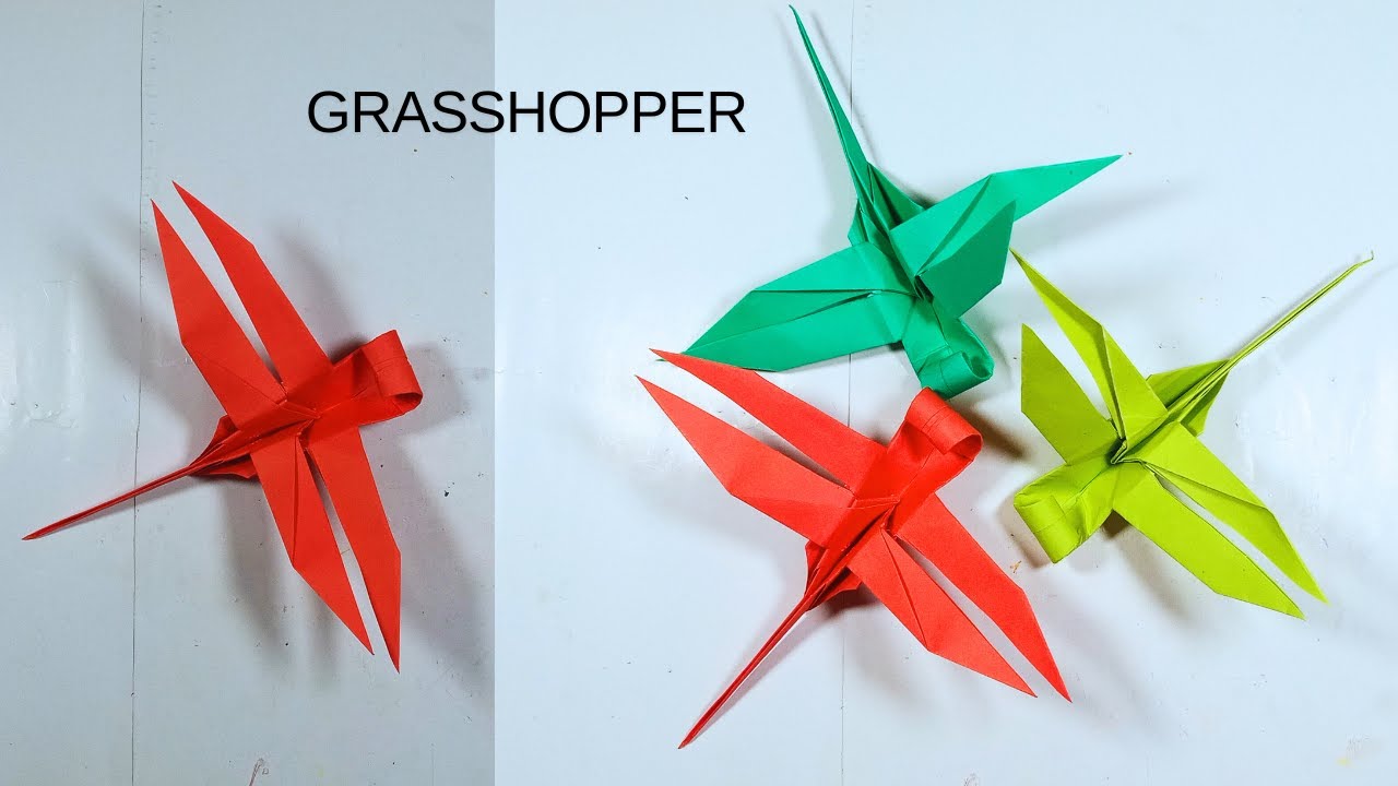 Easy Origami - How to make paper Grasshopper - origami grasshopper ...