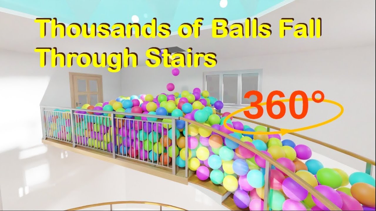 VR 360 : Thousands of Balls Fall Through Stairs - YouTube