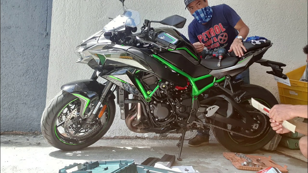 Kawasaki Z H2 Accessories installation, Lust Racing Lowering Kit ...