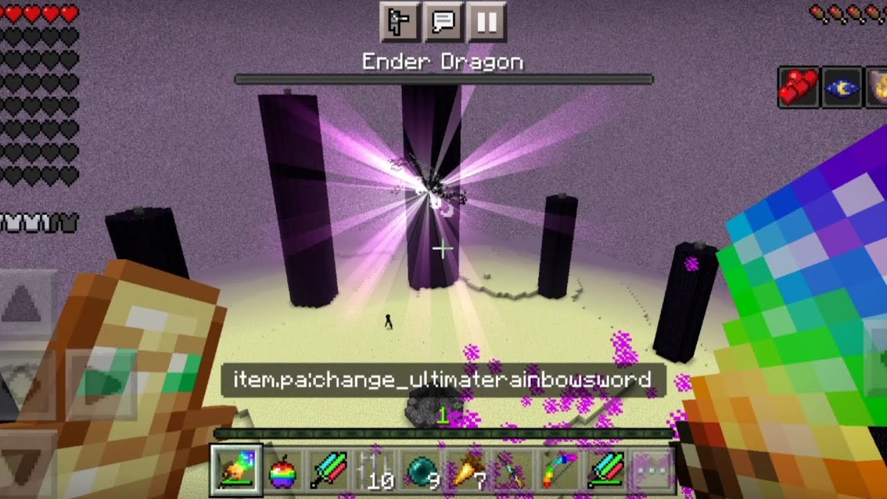 Kill ender dragon with over powered weapons in minecraft pe # ...
