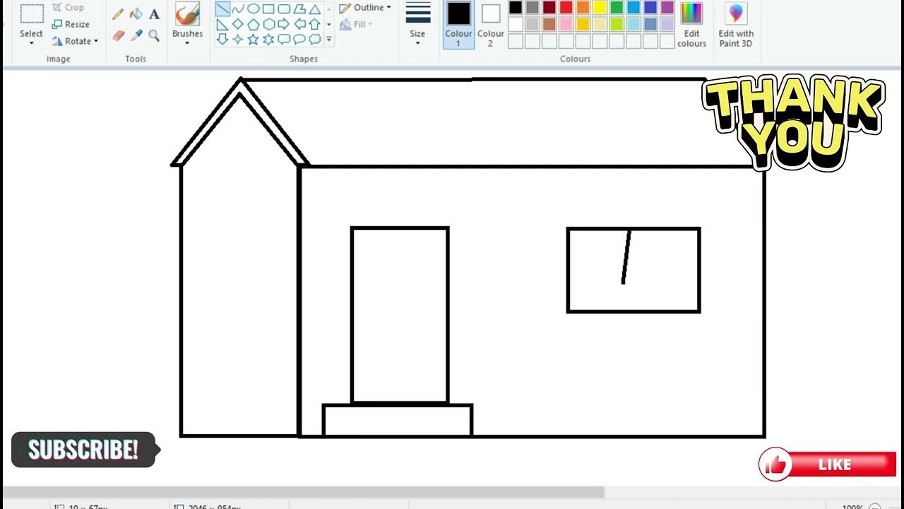 How to draw Home / House on computer | Simple Home Drawing on computer ...