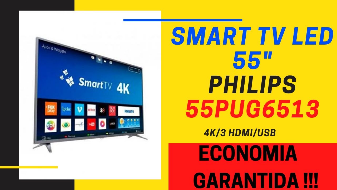 SMART TV LED 55" PHILIPS 55PUG6513 ULTRA HD 4K 3 HDMI 2 USB: ECONOMIA ...