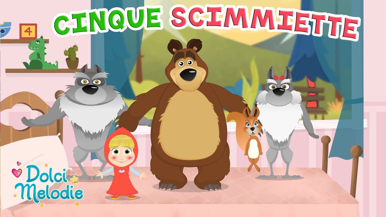 Cinque Scimmiette + 15 minuti di Canzoni per Bambini di Dolci Melodie ...
