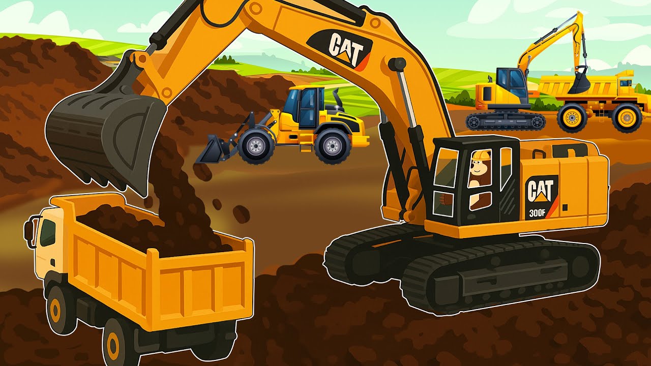 Pond Digging at the Farm! 🚜 Excavator, Bulldozer & Trucks in Action ...