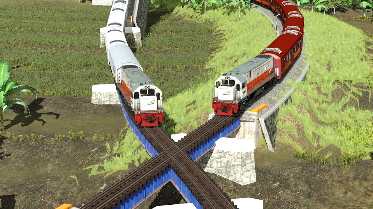 Kereta Api Lewat Jembatan Persilangan | Train Over the Crossing Bridge ...
