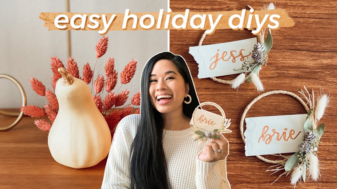 EASY THANKSGIVING DIYS | Boho Turkey, Wreath Place Card, Holiday Decor ...