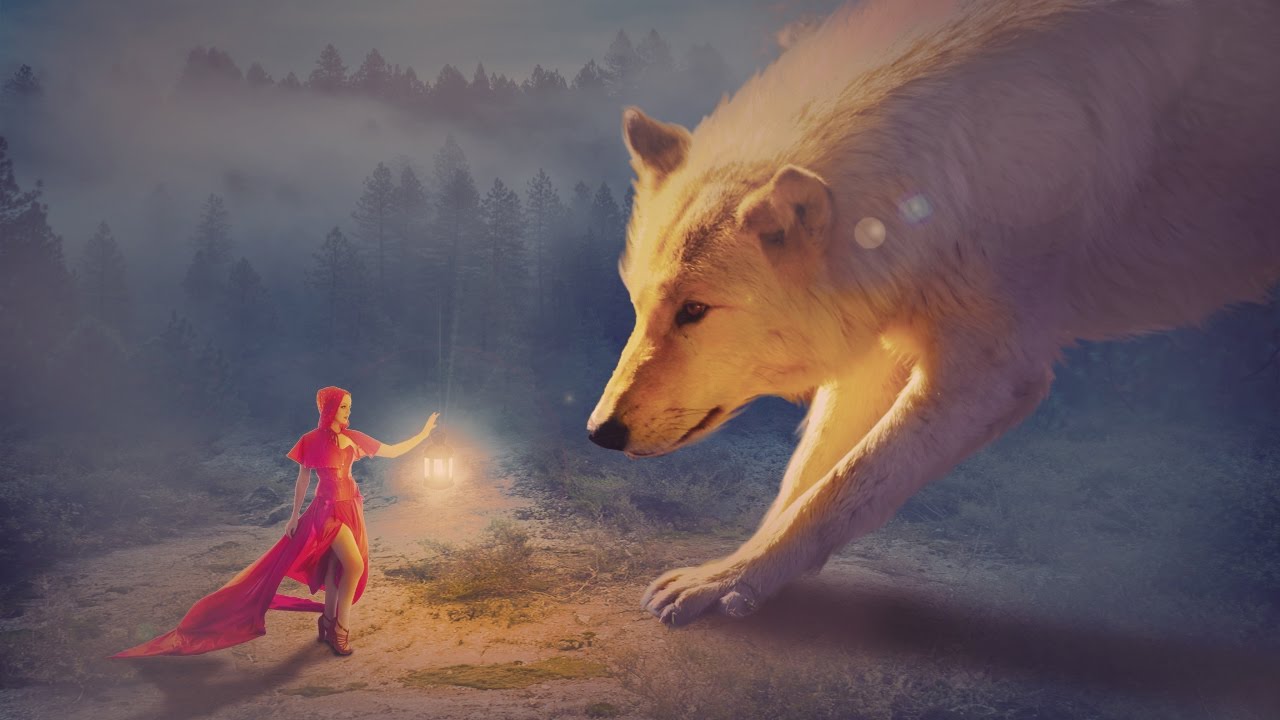 Wolf in dark photo manipulation | photoshop tutorial cc - YouTube