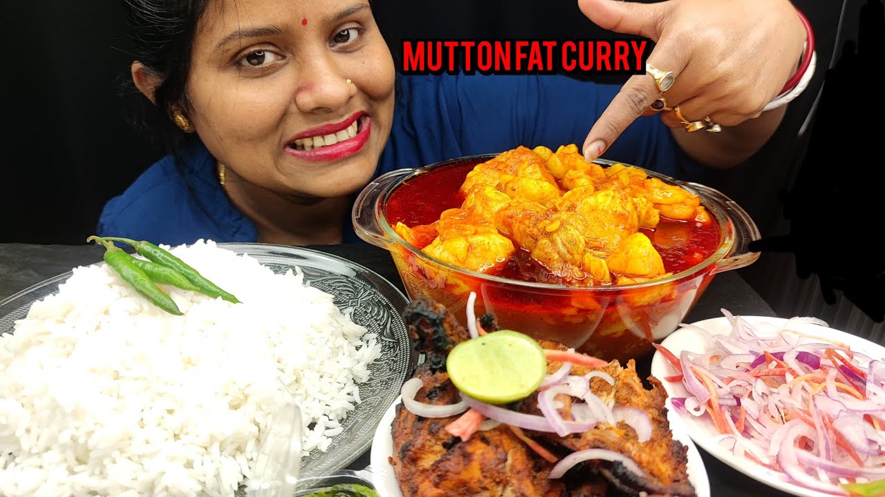 Eating: Mutton Fat Curry With Basmati Rice| Asmr Eating Show - YouTube