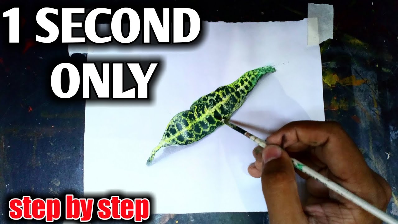 how to draw realistic croton leaf | step by step in acrylic - YouTube