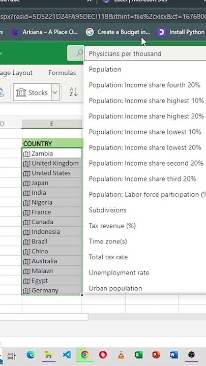How to get countries info in Excel - YouTube